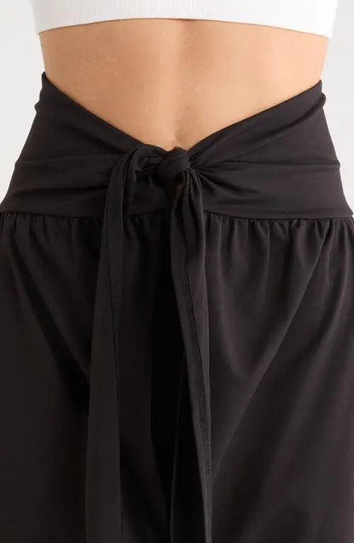 Free People High Rise Yoga Pants With Tie Waist - Black
