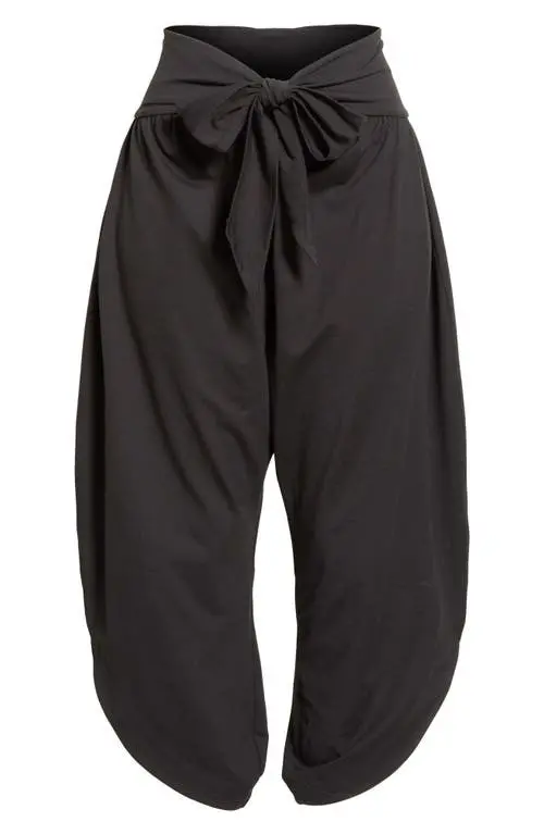 Free People High Rise Yoga Pants With Tie Waist - Black