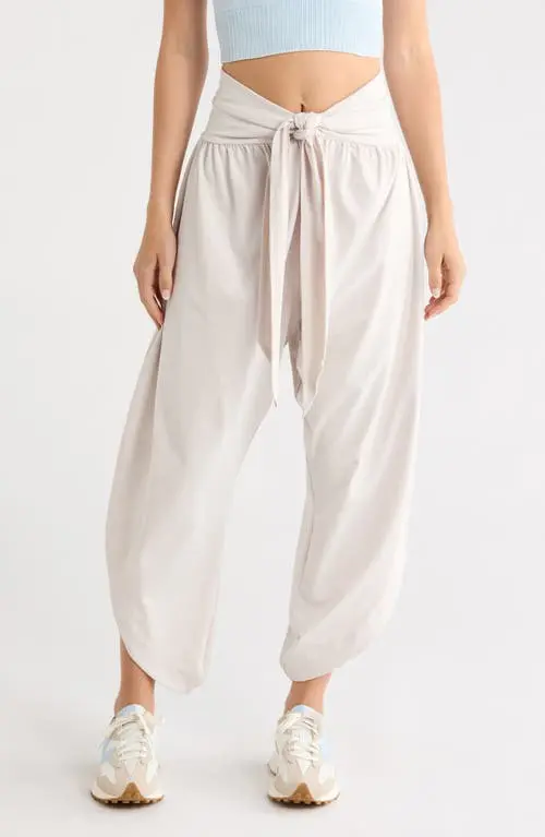 Free People High Rise Yoga Pants With Tie Waist - Tofu