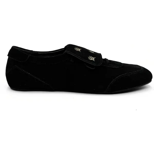 AMIE RAFA Suede Sneakers With Folded Tongue And Subtle Stitching - Black