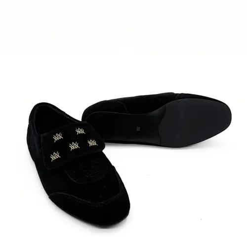 AMIE RAFA Suede Sneakers With Folded Tongue And Subtle Stitching - Black