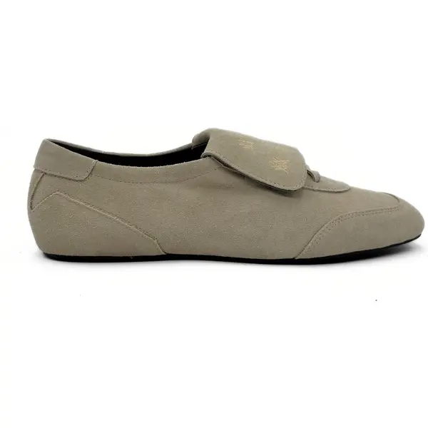 AMIE RAFA Suede Sneakers With Folded Tongue And Subtle Stitching - Sand