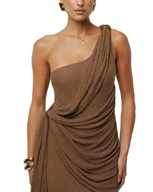 JLUXLABEL One-shoulder Wrap Maxi Dress - Brown