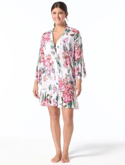 COCO REEF Lily Coverup Dress Swim - White Mlti