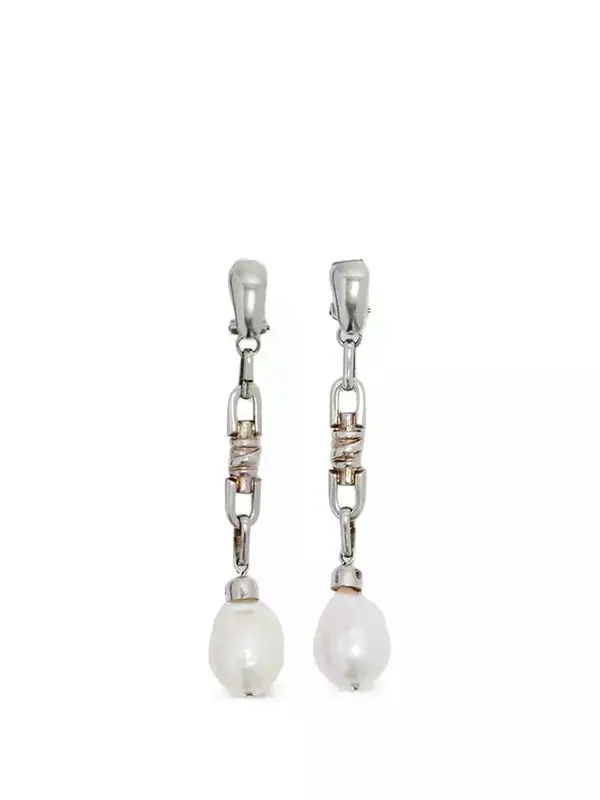 Ermanno Scervino Faux-pearl Chain-link Earrings - Silver