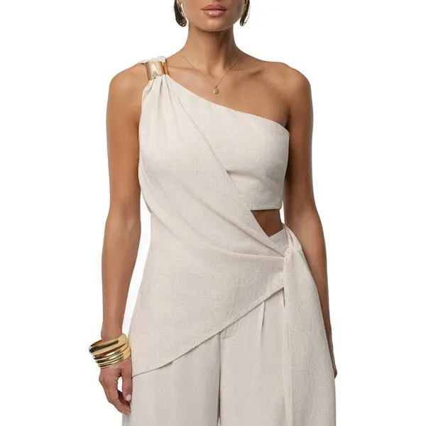 JLUXLABEL Palmera One Shoulder Top - Beige