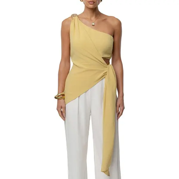JLUXLABEL Palmera One Shoulder Top - Yellow