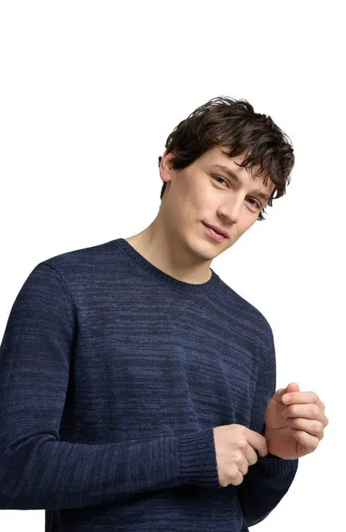 Onia Silk Linen Long Sleeve Crewneck Sweater - Midnight