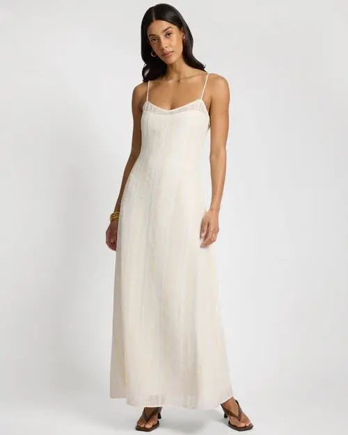 Onia Overlay Slip Maxi Dress - Off White/natural