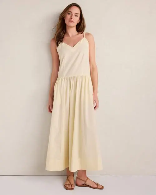 HAVEN WELL WITHIN Organic Cotton Poplin Strappy Maxi Dress - Straw
