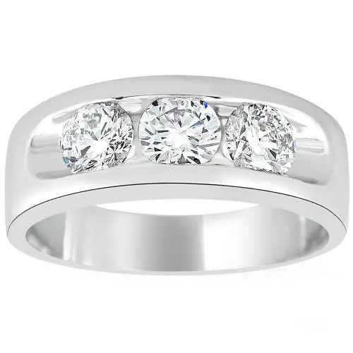 BLISS DIAMOND 2 1/4ct Diamond Three Stone Ring - 10k White Gold