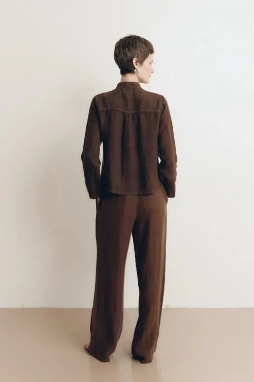 VIR VITA Alma Linen Shirt - Chestnut