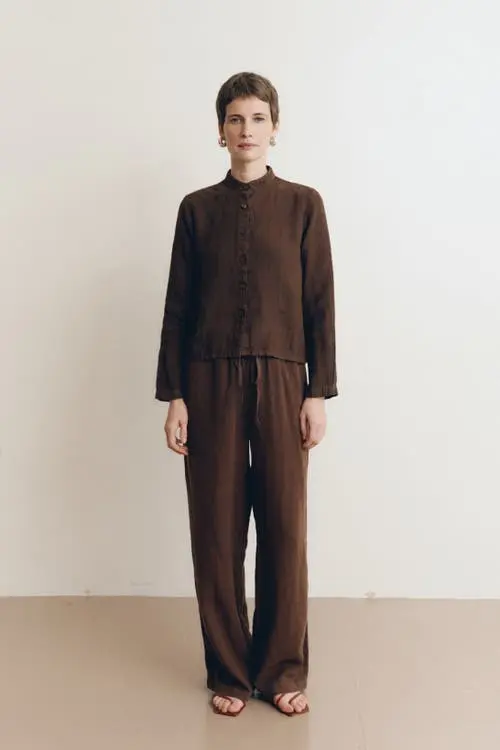 VIR VITA Alma Linen Shirt - Chestnut
