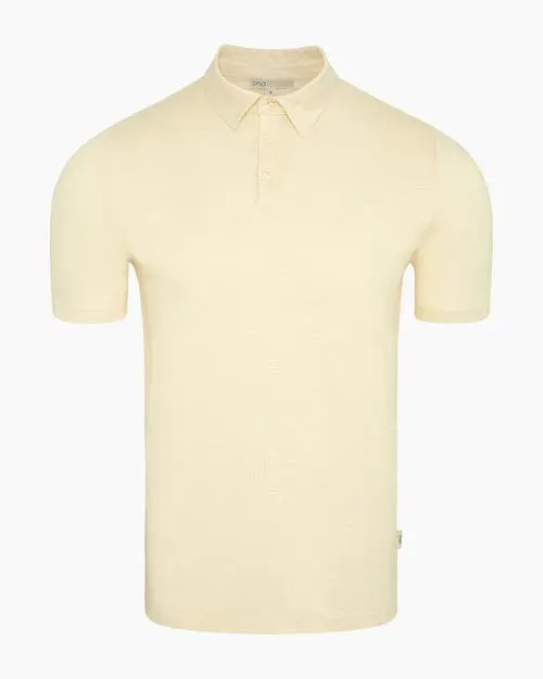 Onia Stretch Linen Jersey Short Sleeve Polo - Egret