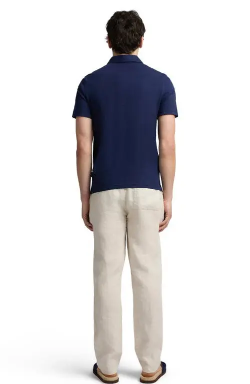 Onia Stretch Linen Jersey Short Sleeve Polo - Midnight