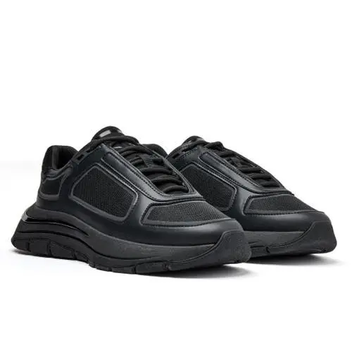 MALLET Alton Leather And Mesh Trainers - Black