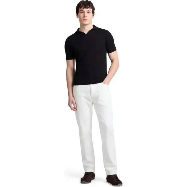 Onia Extra Fine Merino Wool Short Sleeve Johnny Collar Polo - Black