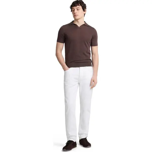 Onia Extra Fine Merino Wool Short Sleeve Johnny Collar Polo - Espresso