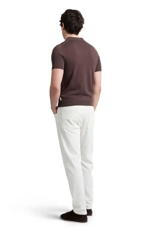 Onia Extra Fine Merino Wool Short Sleeve Johnny Collar Polo - Espresso
