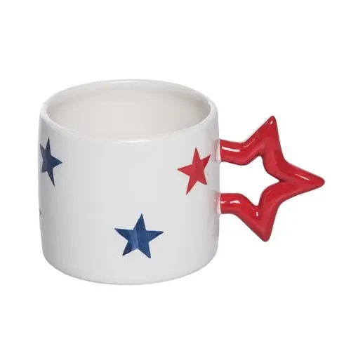 TRANSPAC Ceramic Star Mug For Patriotic Serving And Entertaining