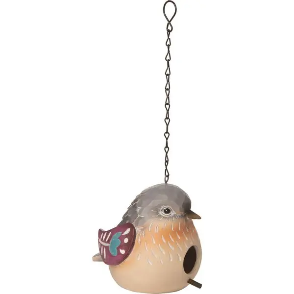 TRANSPAC 7.25 Inch Multicolor Spring Birdhouse With Flowers Polyresin Decorative Bird And Insect House - Multicolored