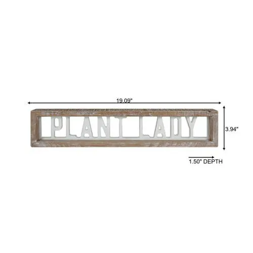 TRANSPAC Mdf And Wood Cut Out Plant Lady White And Brown For Spring Home Decor