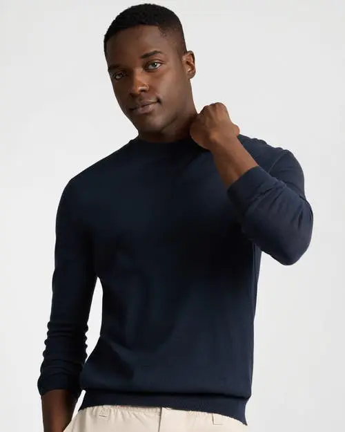 Onia Fine Cotton Knit Long Sleeve Crewneck Sweater - Midnight