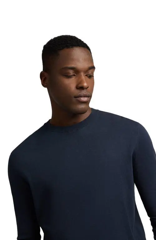 Onia Fine Cotton Knit Long Sleeve Crewneck Sweater - Midnight