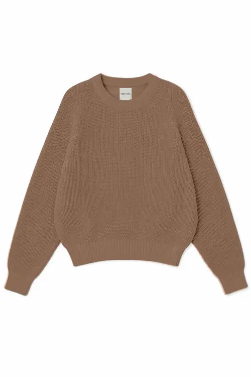 VIR VITA Cotton Crew Neck Sweater - Bark