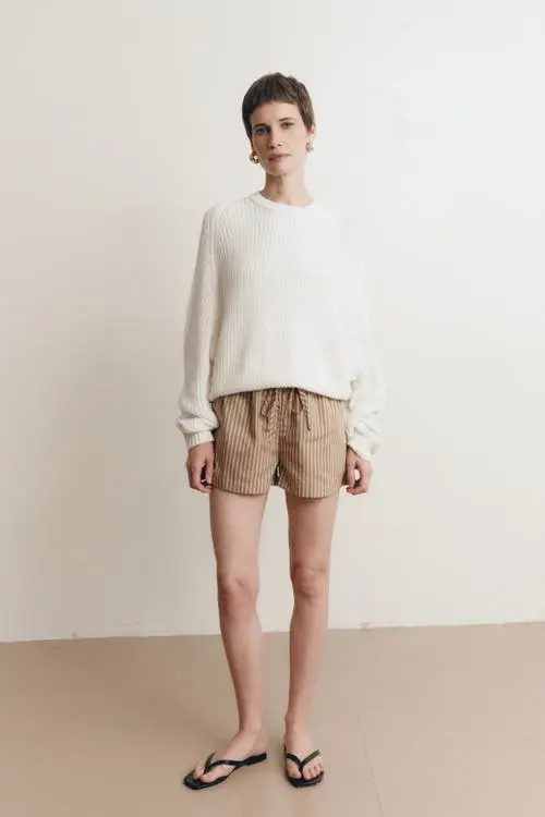 VIR VITA Cotton Crew Neck Sweater - Bone