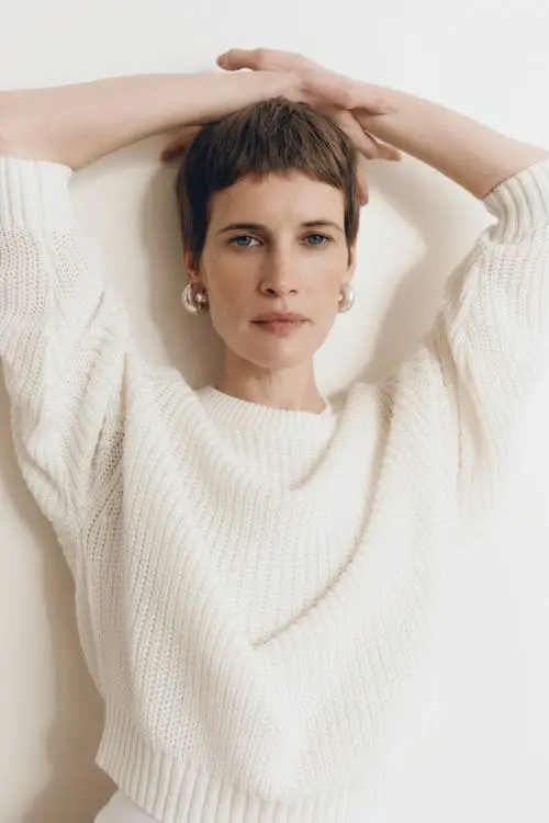 VIR VITA Cotton Crew Neck Sweater - Bone