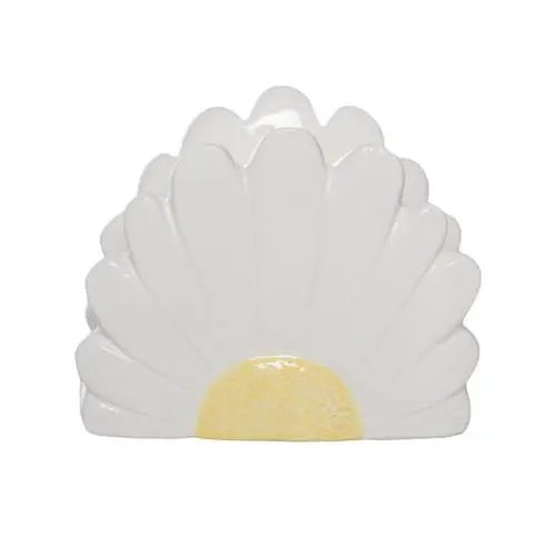 TRANSPAC Dolomite Daisy Napkin Holder White And Yellow For Spring Serving And Entertaining