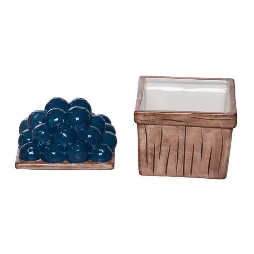 TRANSPAC Ceramic Berry Lidded Dip Bowl Tabletop Container For Patriotic Serving And Entertaining