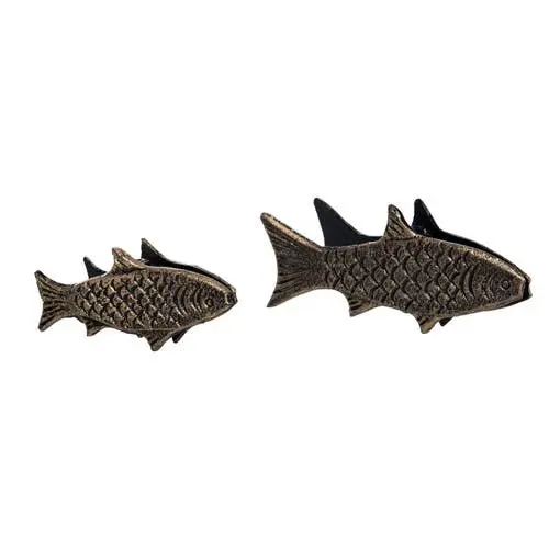 TRANSPAC Iron Fish Clips Set Of 2 Photo Frame Metallic For Spring Kitchen Storage And Decor - Bronze
