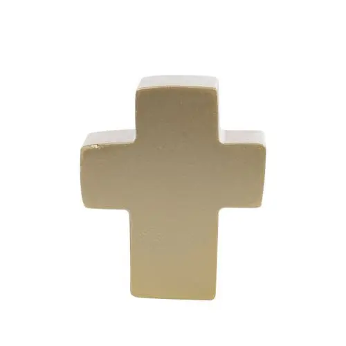 TRANSPAC Mdf And Epoxy Cross In Box White And Gold For Spring Home Decor