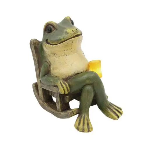 TRANSPAC Light Up Resin Frog Figurinedecorative Night Light For Home And Gardenunique Frog Decor - Green