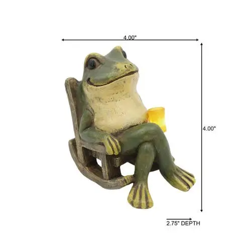 TRANSPAC Light Up Resin Frog Figurinedecorative Night Light For Home And Gardenunique Frog Decor