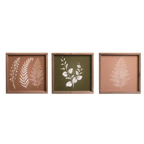 TRANSPAC Wood 12.38 Inch Multicolor Spring Calming Block Decor Set Of 3 Decorative Objects For Home Spring Decor - Multicolored
