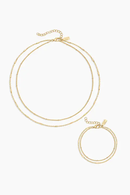 ELECTRIC PICKS Double Take Necklace And Bracelet Set Of 2 - Gold
