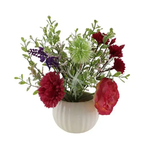TRANSPAC Season's Designs Artificial Flower Arrangement In Decorative Pot - Multicolored