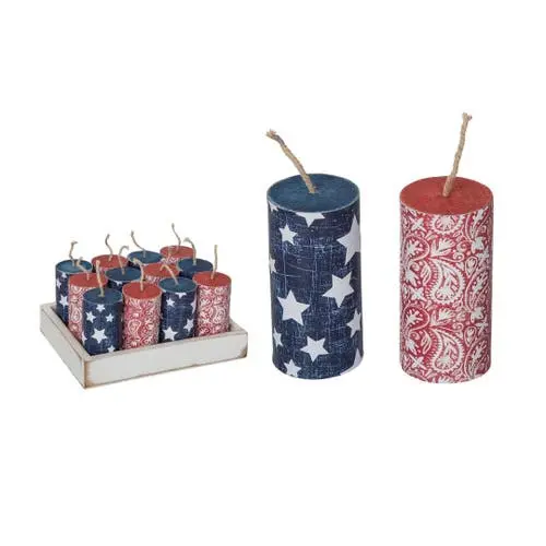 TRANSPAC Mdf Printed Firework Decor Set Of 12 Patriotic Home Decorations Decorative Objects For Festive Celebrations - Multicolored
