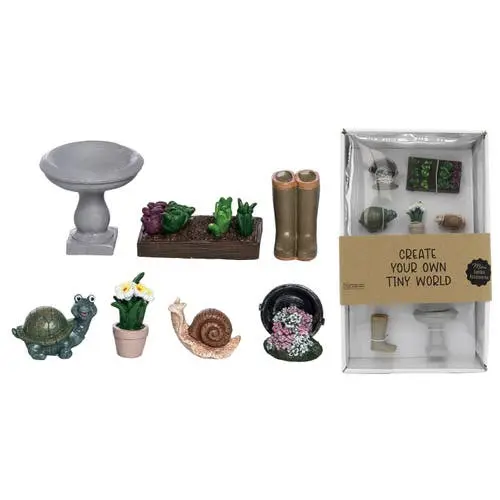 TRANSPAC Resin Mini Garden Figurines - Multicolored