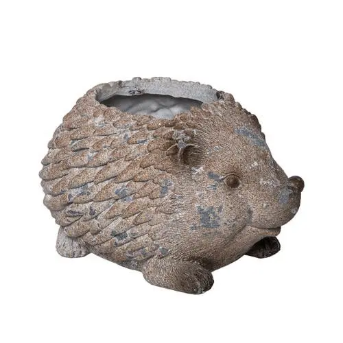TRANSPAC Resin Hedgehog Planter Multicolored For Spring Garden Decor - Brown