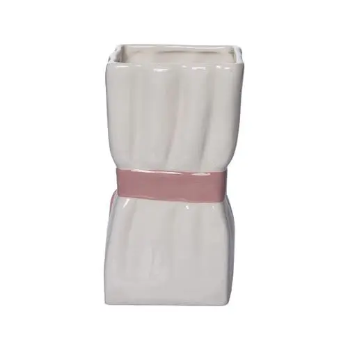 TRANSPAC Dolomite Ribbon Pink Vase For Floral Display And Home Decor