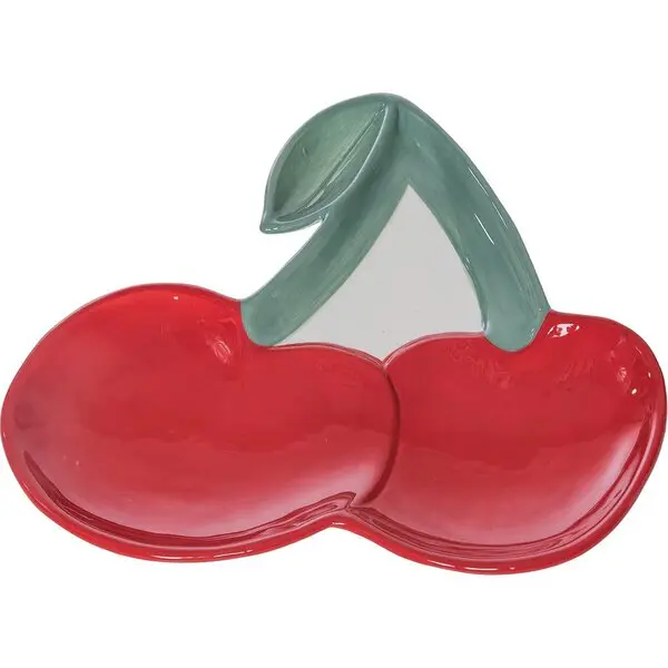 TRANSPAC Dolomite Cherry Platter For Spring Serving And Entertaining - Multicolored