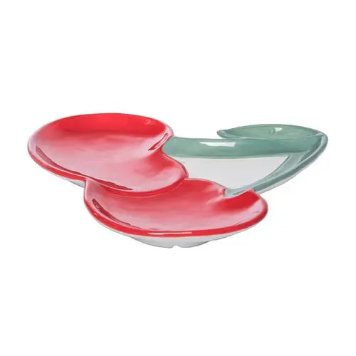 TRANSPAC Dolomite Cherry Platter For Spring Serving And Entertaining