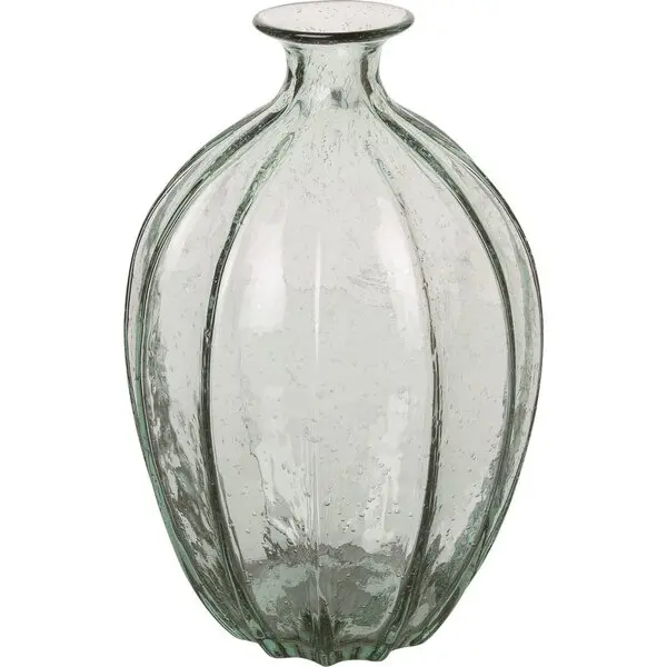 TRANSPAC Glass Large Everyday Vase For Spring Decorative Home Accents And Floral Arrangements - Clear