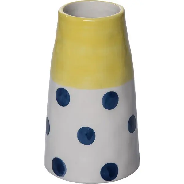 TRANSPAC Ceramic Blue Dot Vase For Floral Display And Home Decor - Multicolored
