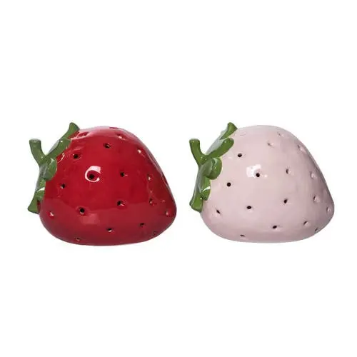 TRANSPAC Dolomite Light Up Strawberry Set Of 2 Led Decor Multicolo For Spring Tabletop Lighting