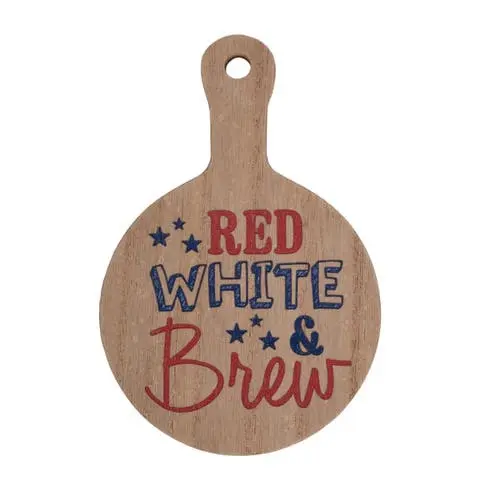 TRANSPAC Mdf Mini Appetizer Board Brew Set Of 4 Red And Blue For Spring Serving And Entertaining